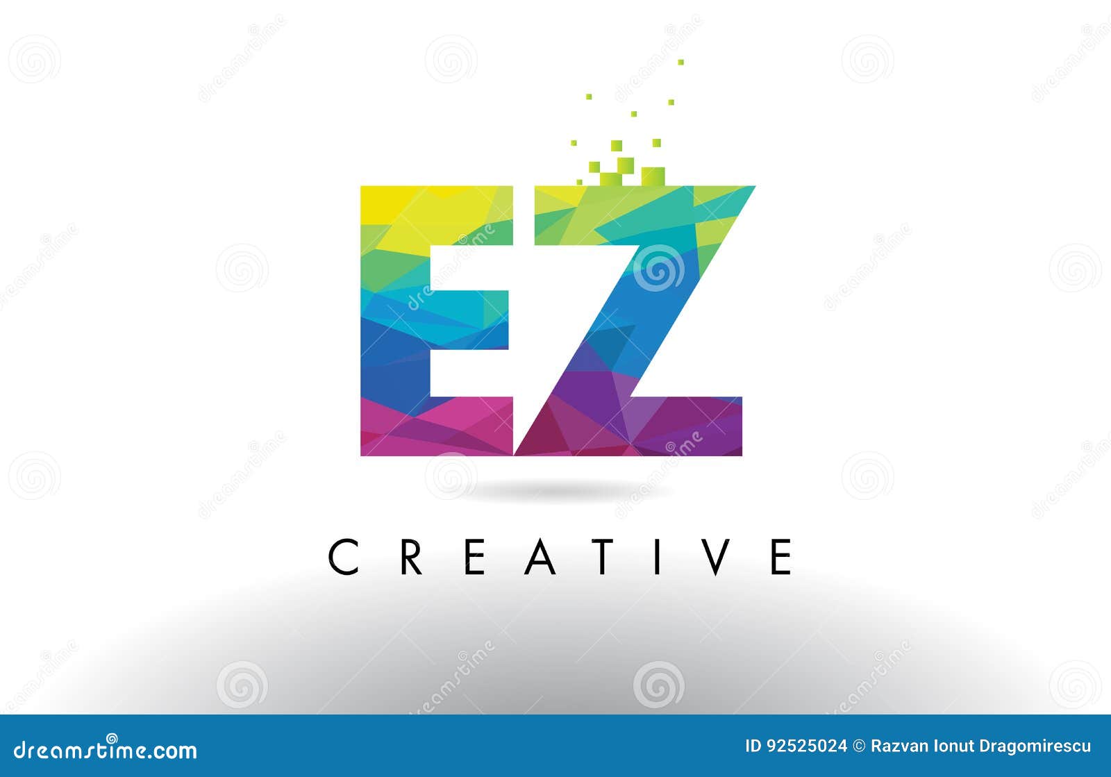 EZ E Z Colorful Letter Origami Triangles Design Vector. Stock Vector ...
