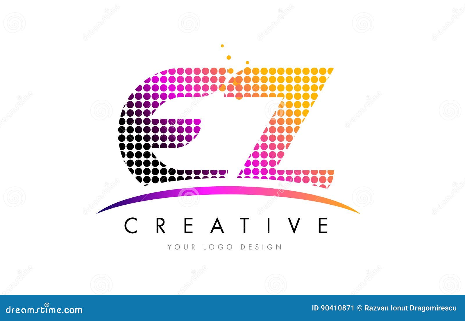 EZ E Z Letter Logo Design with Magenta Dots and Swoosh Stock Vector ...
