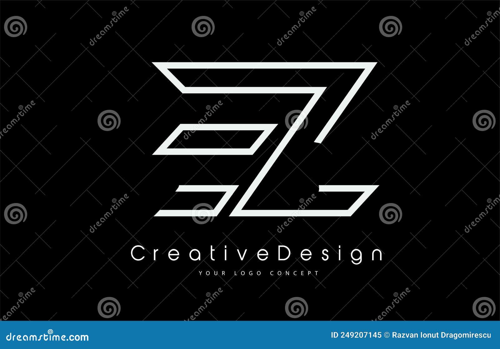 EZ E Z Letter Logo Design in White Colors Stock Vector - Illustration ...