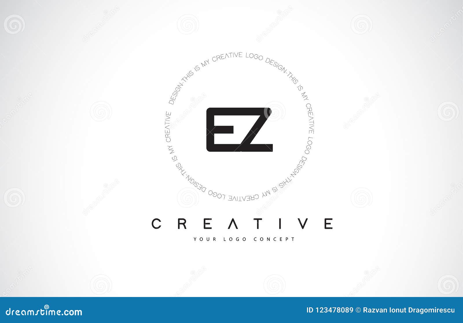 EZ E Z Logo Design with Black and White Creative Text Letter Vector ...