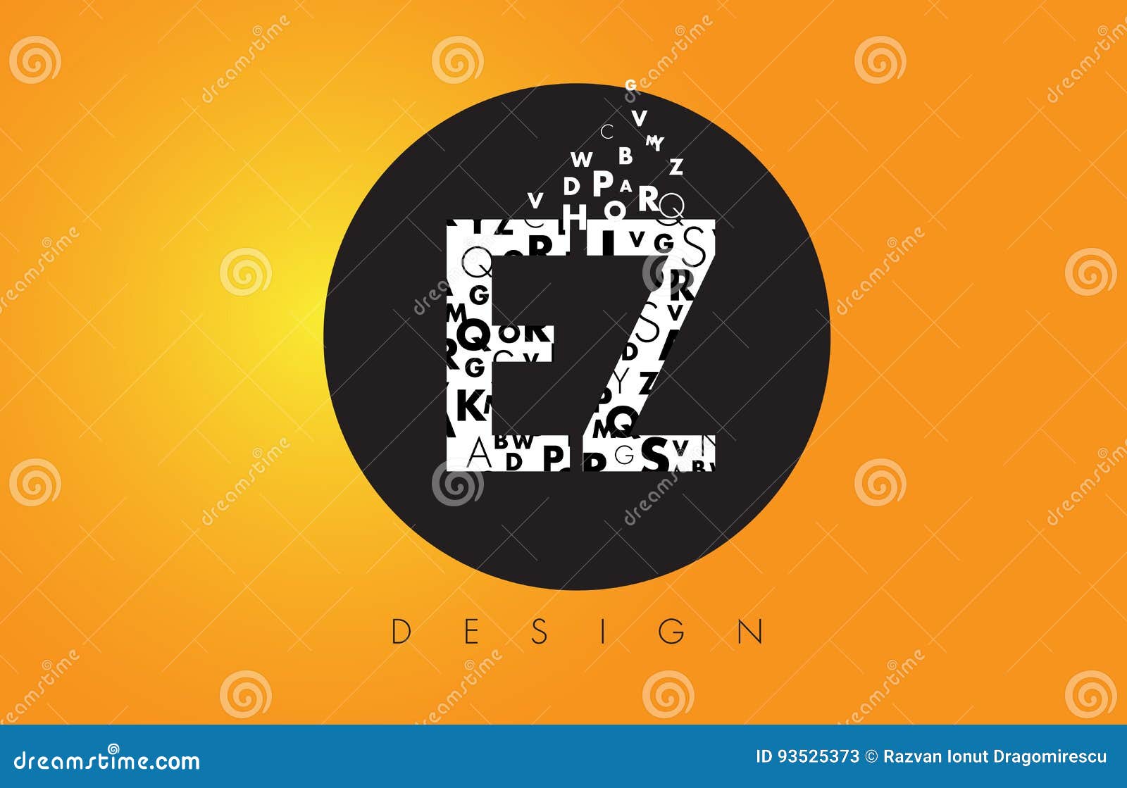 EZ E Z Logo Made of Small Letters with Black Circle and Yellow B Stock ...