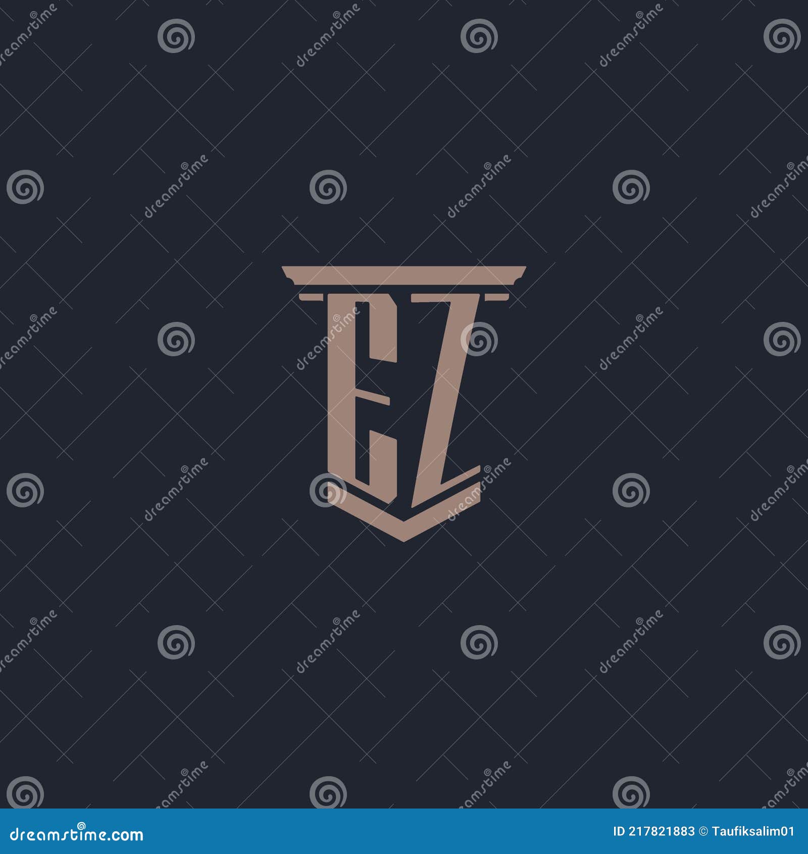 EZ Initial Monogram Logo with Pillar Style Design Stock Vector ...