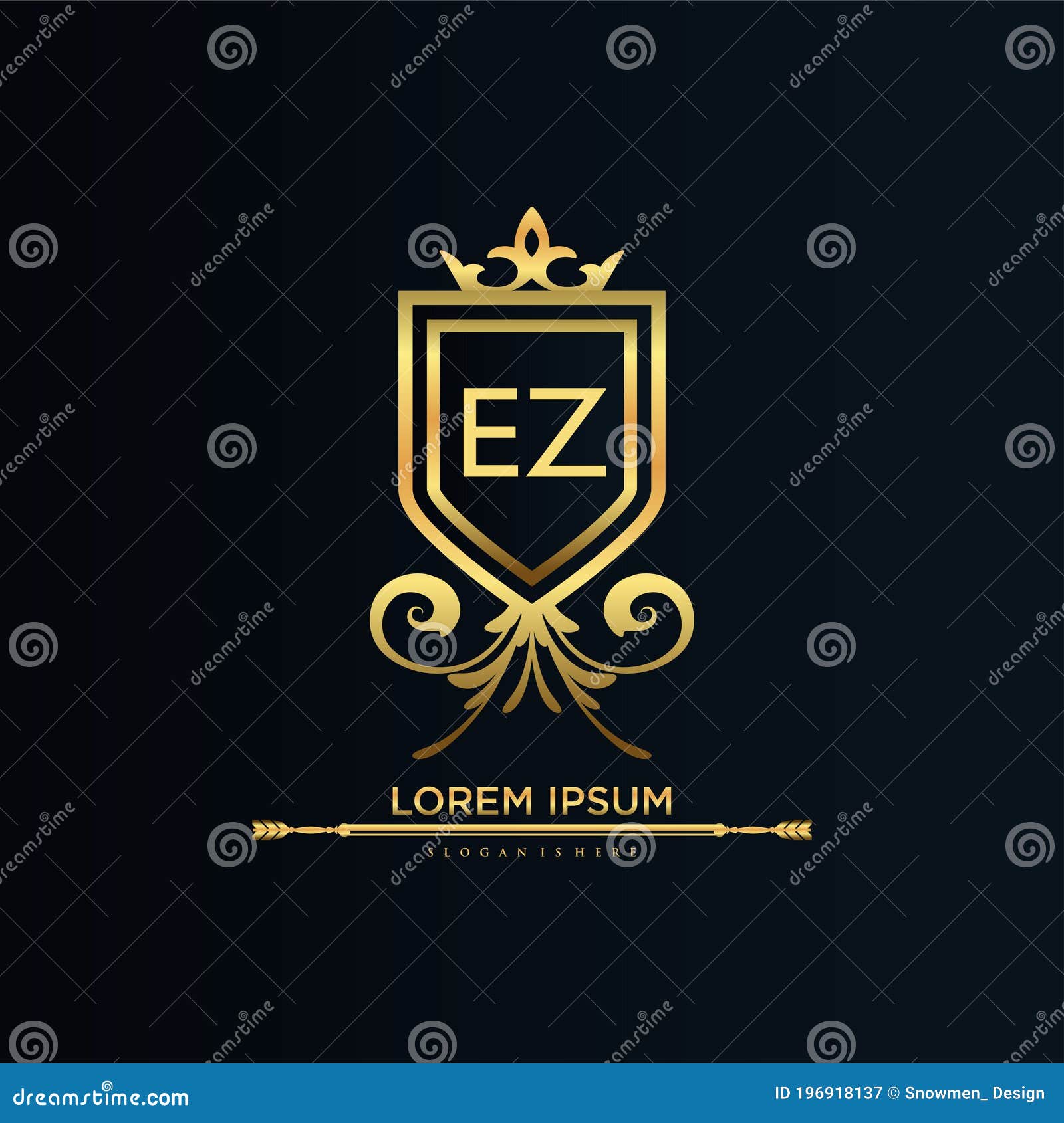 EZ Letter Initial with Royal Template.elegant with Crown Logo Vector ...