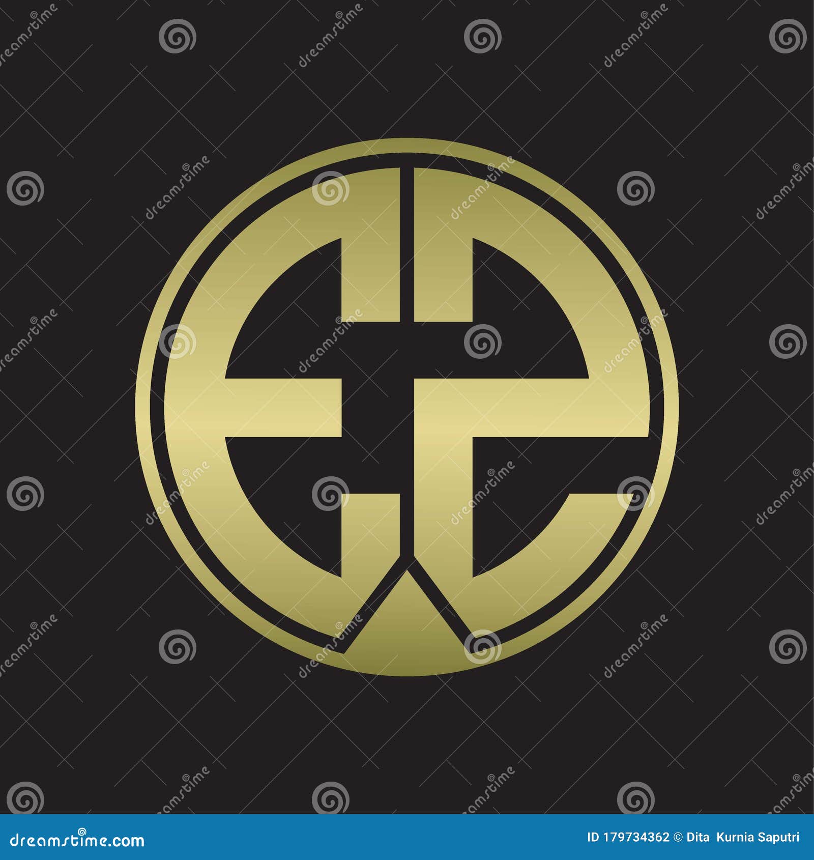 EZ Logo Monogram Circle with Piece Ribbon Style on Gold Colors Stock ... EZ Logo Monogram Circle with Piece Ribbon Style on Gold Colors Stock ...