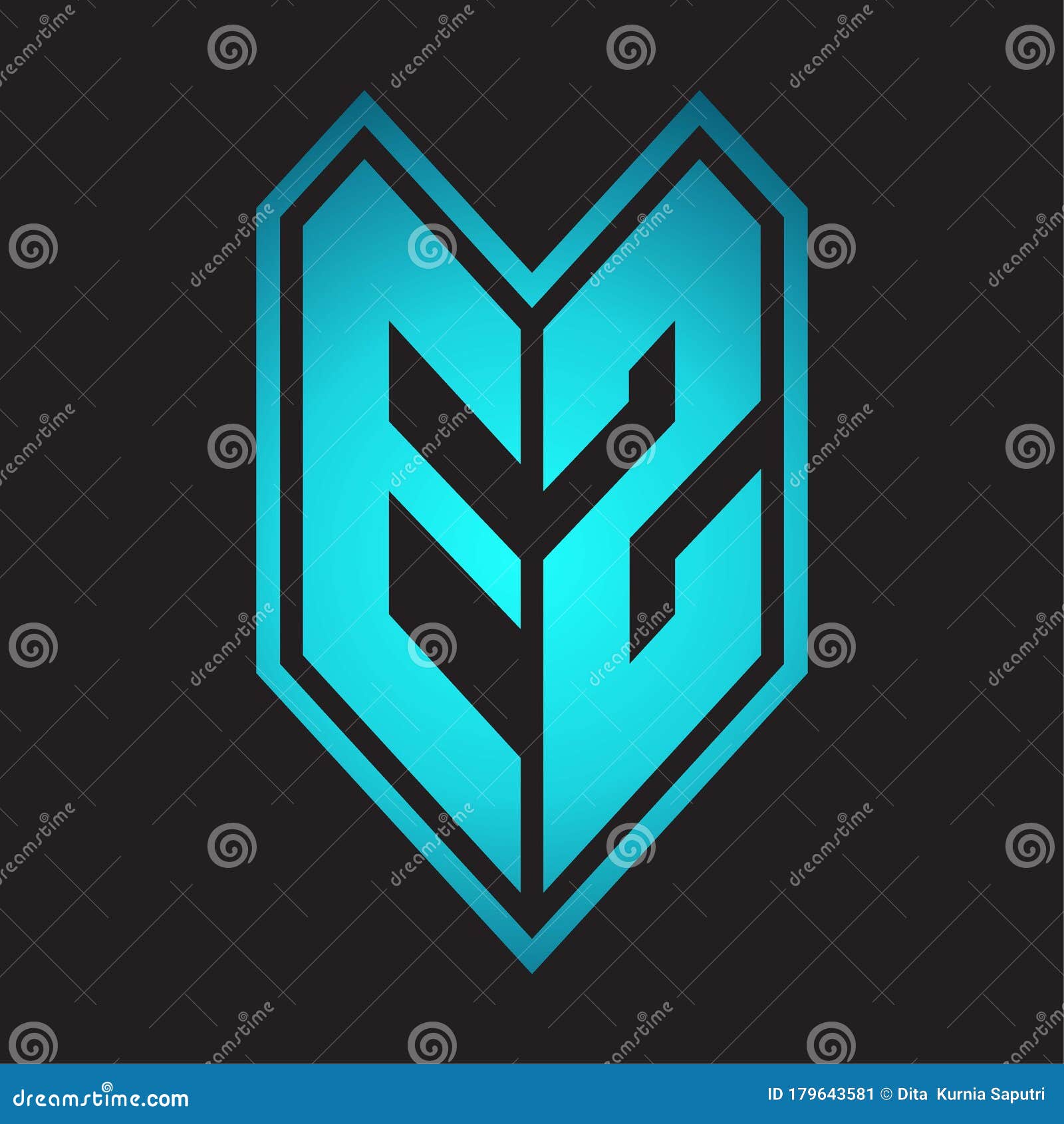 EZ Logo Monogram with Emblem Line Style Isolated on Blue Gradient ...