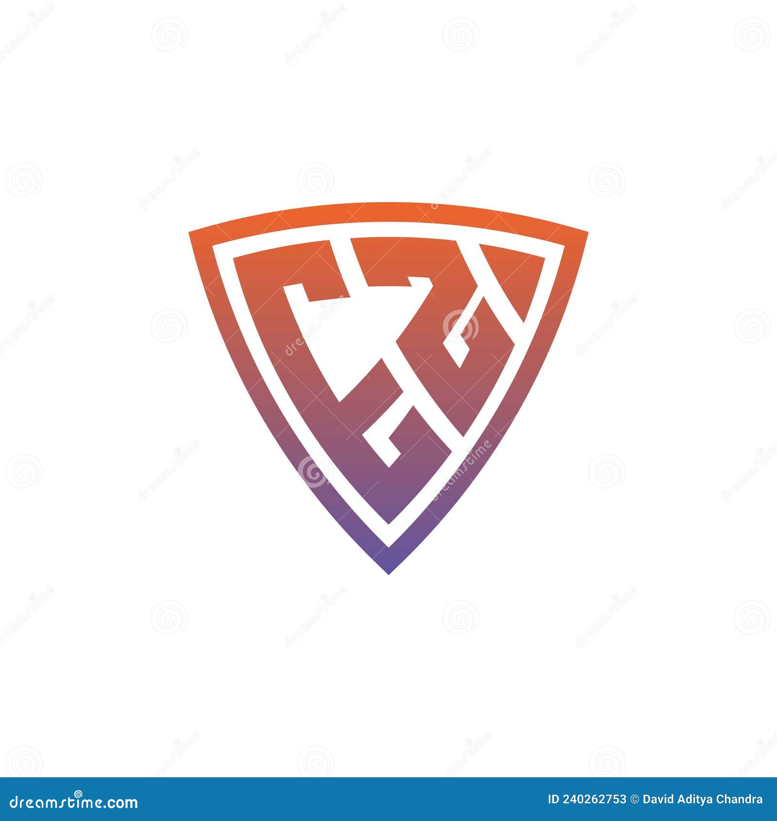 EZ Logo Shield Monogram Gradient Style Design Stock Vector ...