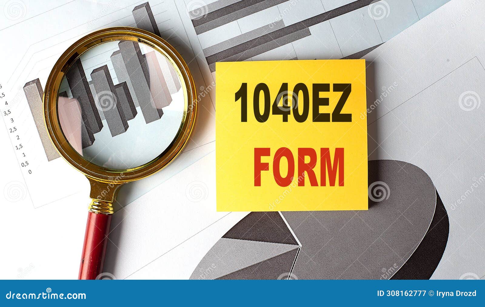 1040 EZ Text on a Sticky on Chart, Business Stock Image - Image of time ...