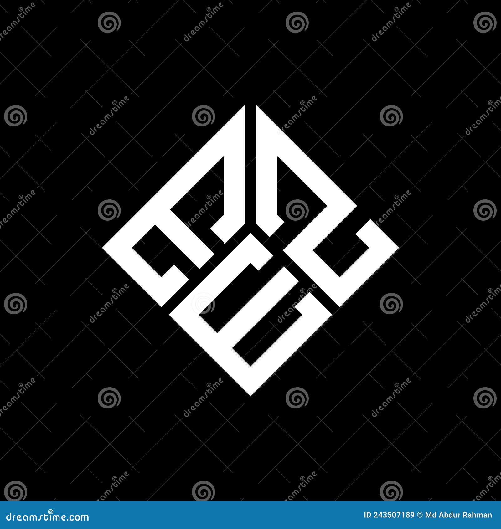 EZE Letter Logo Design on Black Background. EZE Creative Initials ...