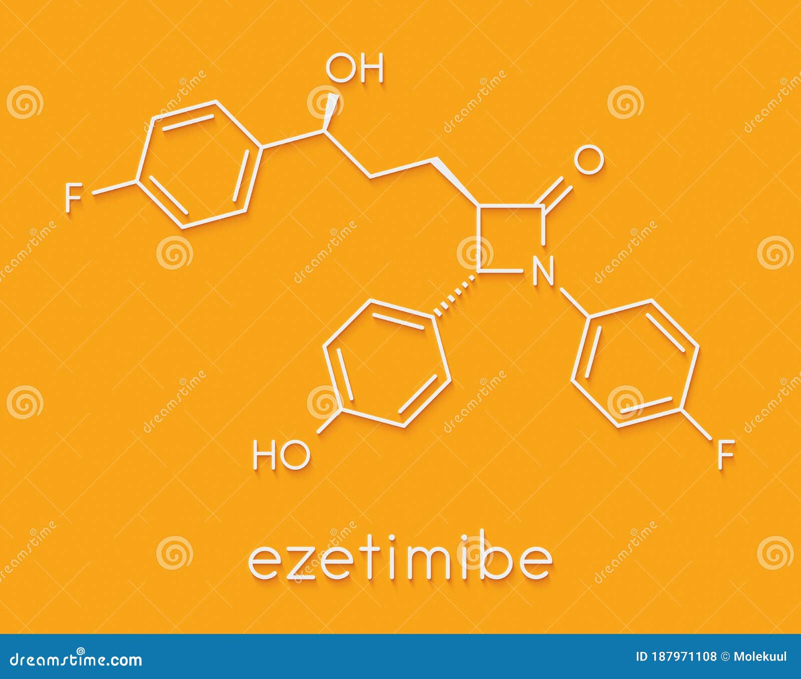 Ezetimibe Cholesterol-lowering Drug Molecule. Skeletal Formula. Stock ...