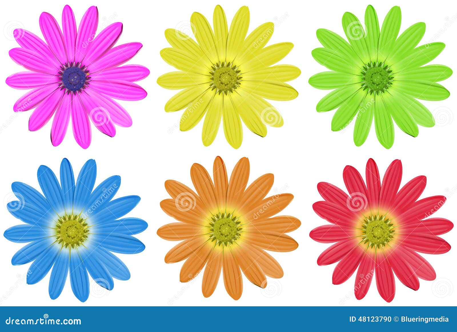 Färgglada blommor vektor illustrationer. Illustration av tecknad - 48123790