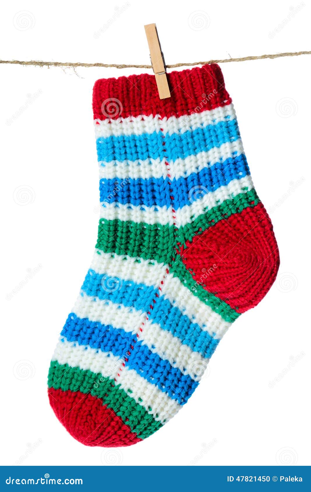 Färgrik socka arkivfoto. Bild av klädnypa, isolerat, klädstreck - 47821450