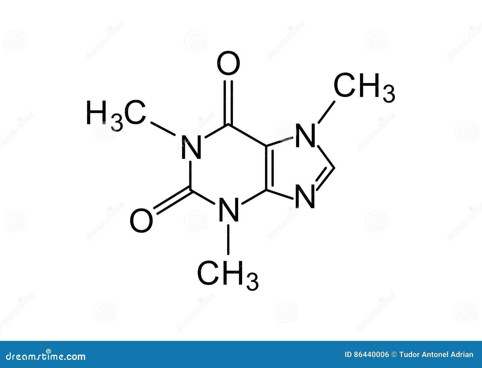 Fórmula química da cafeína foto de stock. Imagem de ciência - 86440006