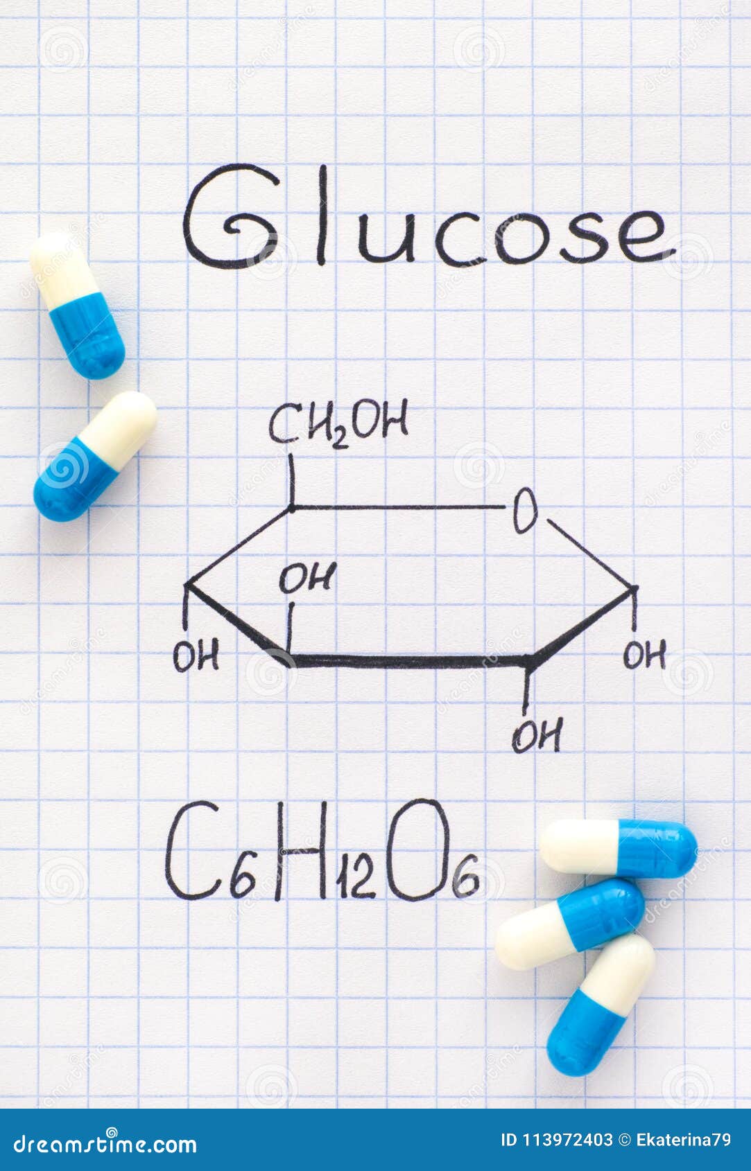 Fórmula Química Da Glicose Com Alguns Comprimidos Imagem de Stock ...