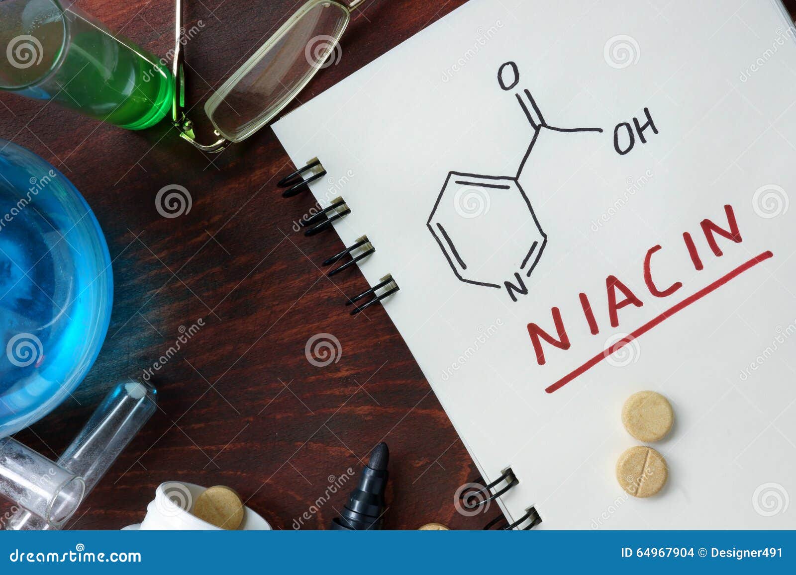 Fórmula Química Da Niacina (vitamina B3) Foto de Stock - Imagem de ...
