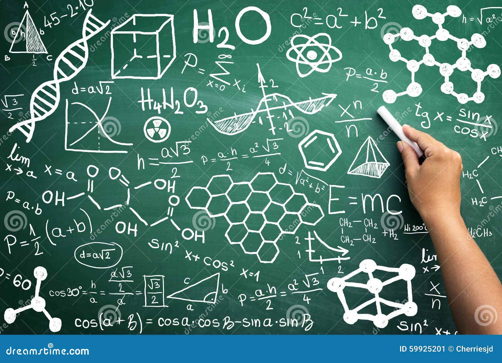 Fórmulas en una pizarra imagen de archivo. Imagen de escriba - 59925201