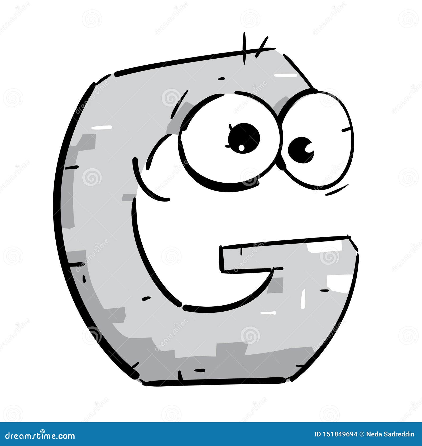 Cartoon Alphabet. Smiling Cute G Letter Stock Vector - Illustration of ...