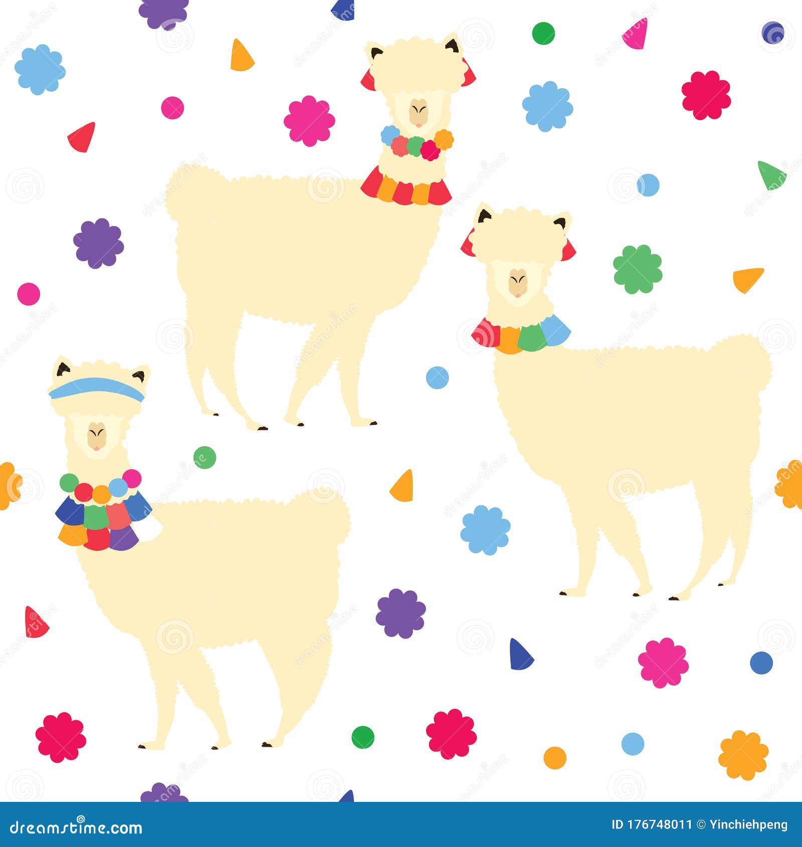 Colorful Decorated Alpaca in Peru Seamless Pattern Background ...