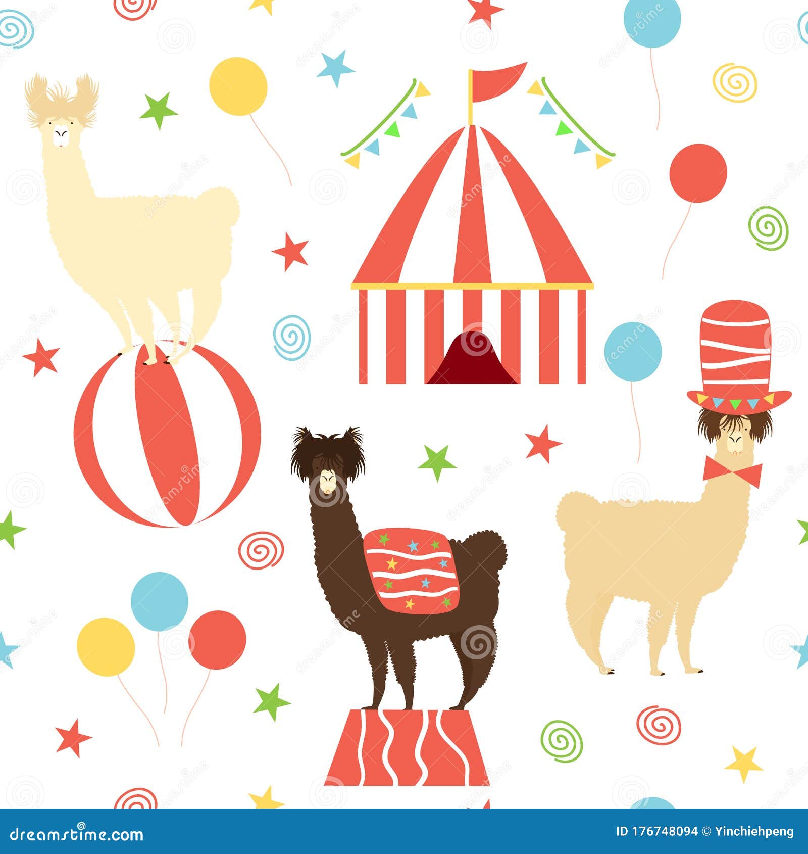 Alpaca In Circus Vector Illustration | CartoonDealer.com #21025530
