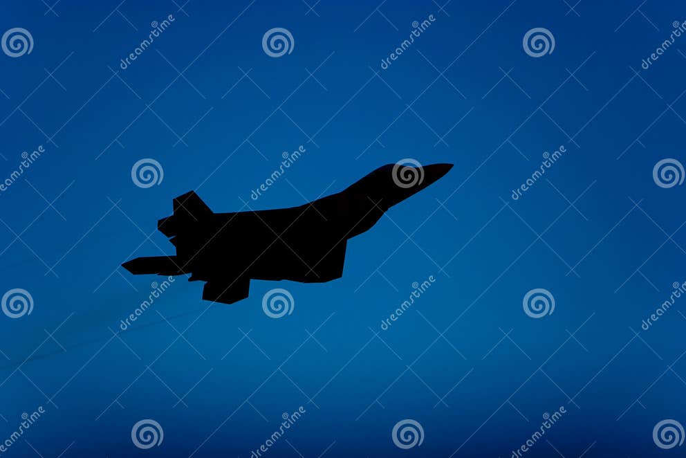 F-22 Raptor Fighter Jet Silhouette Stock Image - Image of technology ...