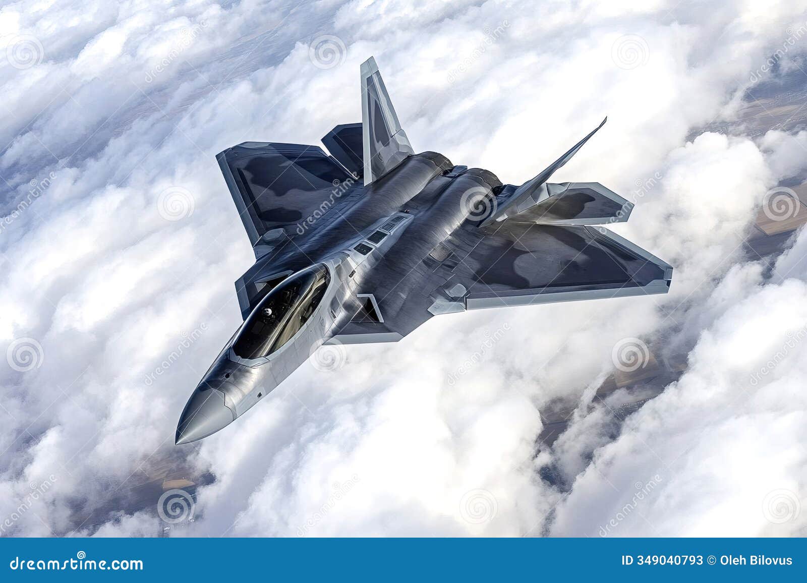 F-22 Raptor Flying Above the Clouds during a Test Flight Stock Image ...
