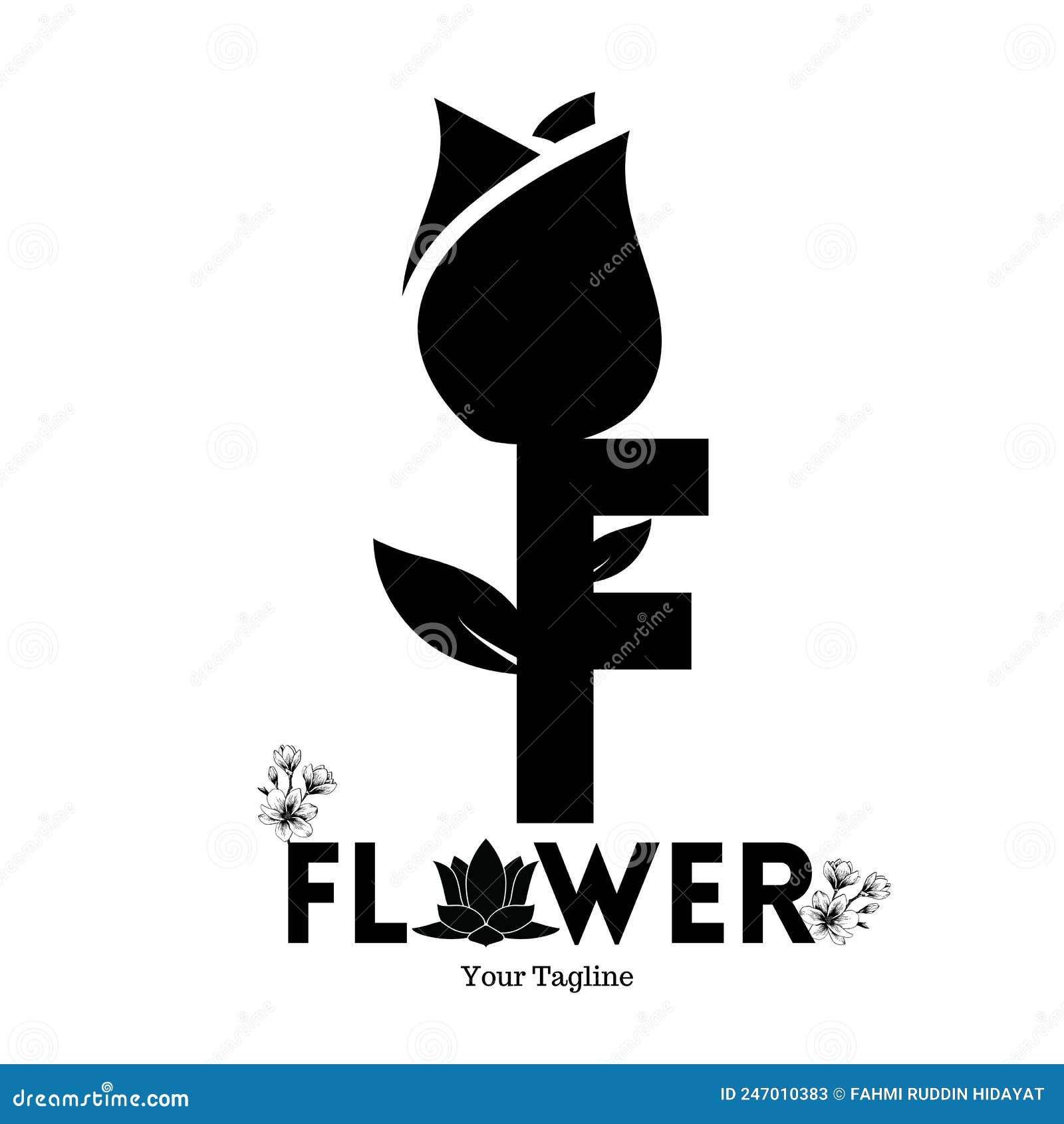 Logo with Letter F Combined with Flowers Stock Vector - Illustration of ...