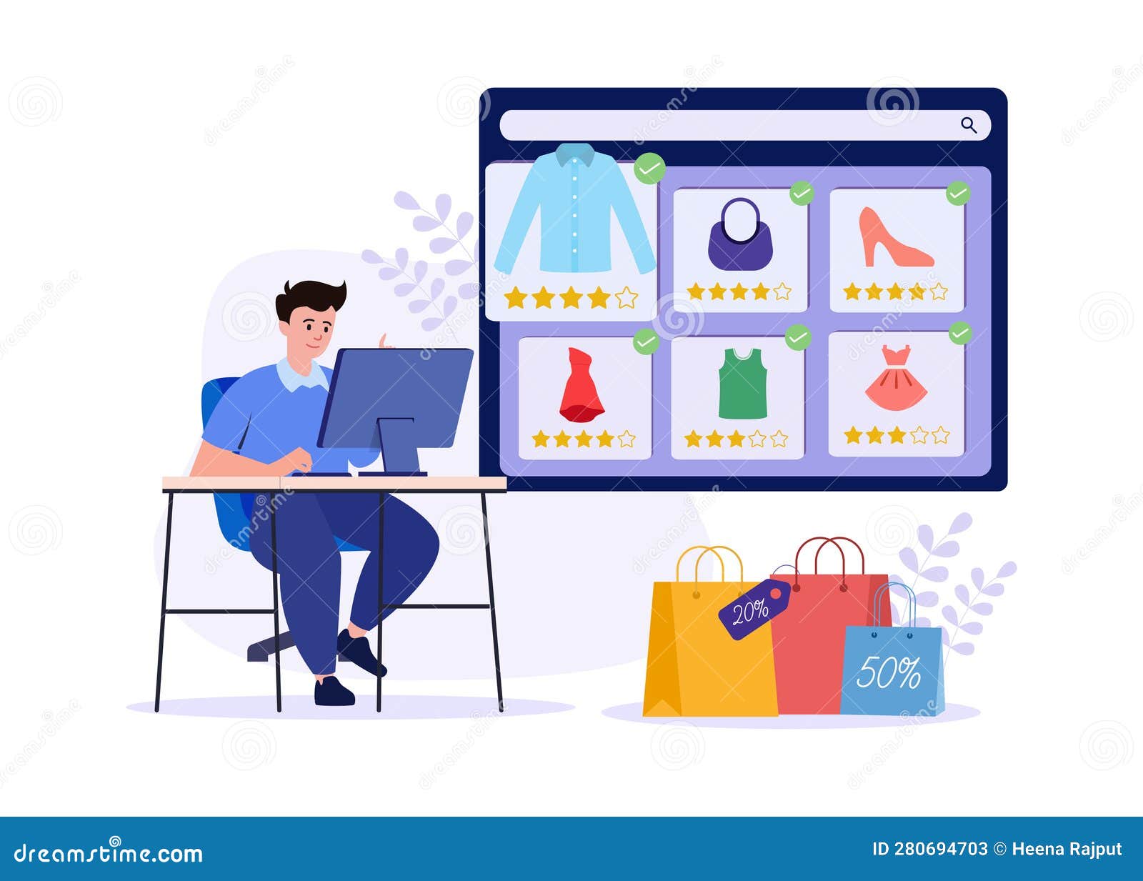 Customer Using Laptop Computer for Choosing Purchases in the Online ...