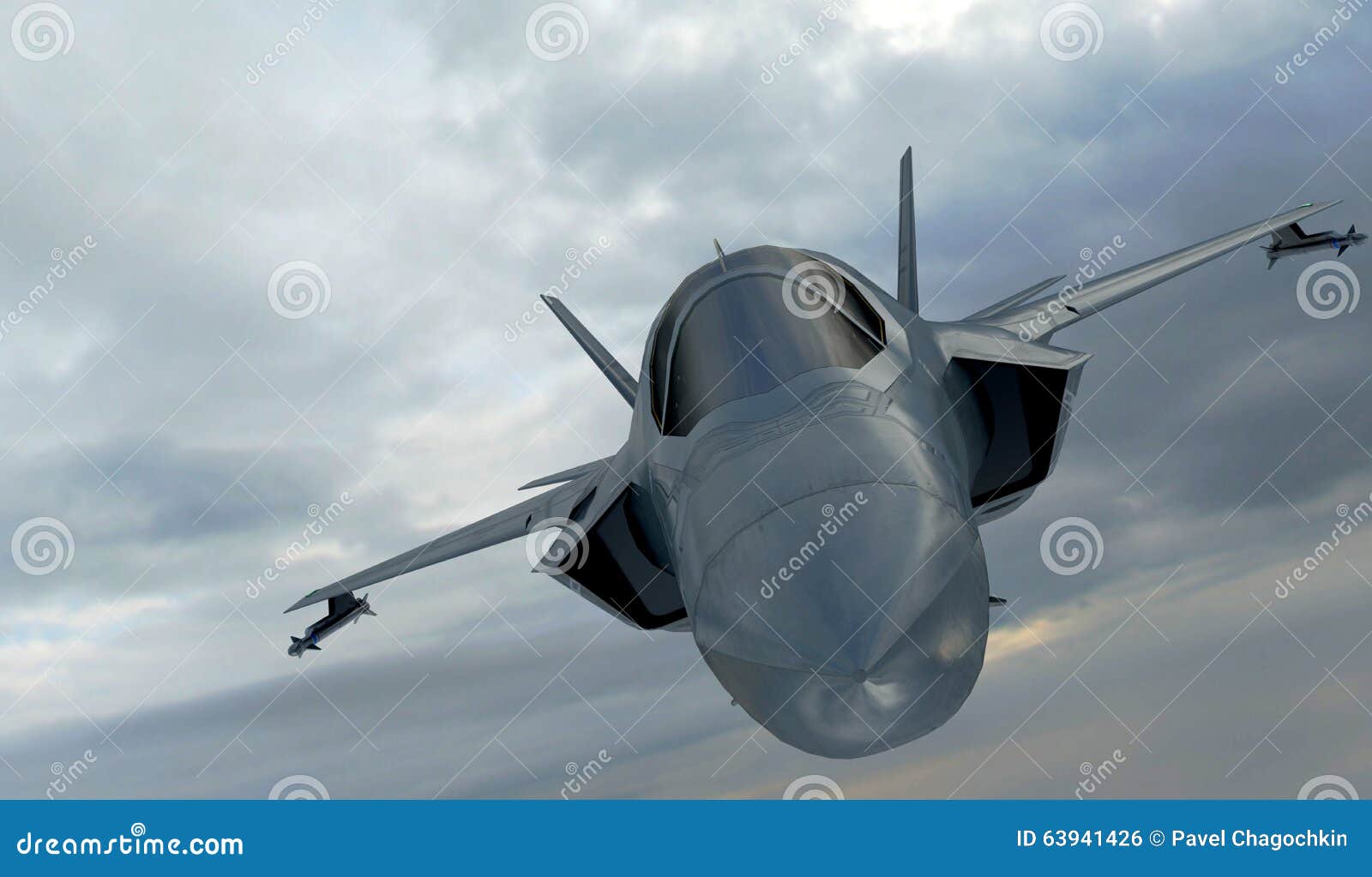 F 35 , American Military Fighter Plane.Jet Plane. Fly In Clouds Stock ...