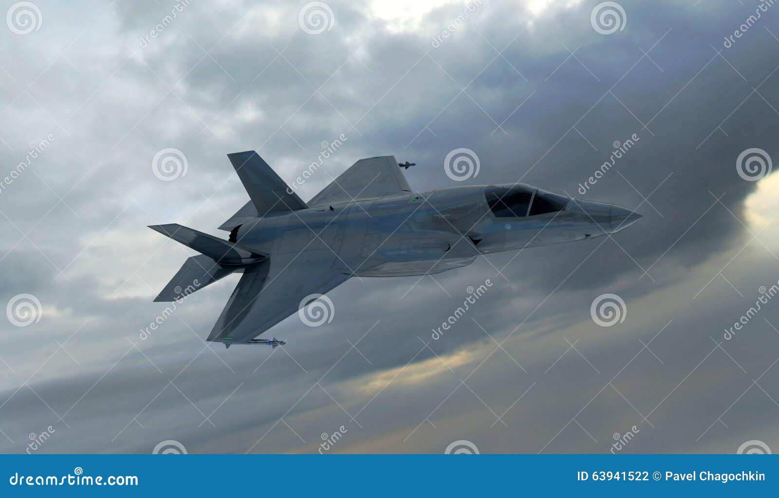F 35 , American Military Fighter Plane.Jet Plane. Fly In Clouds Stock ...