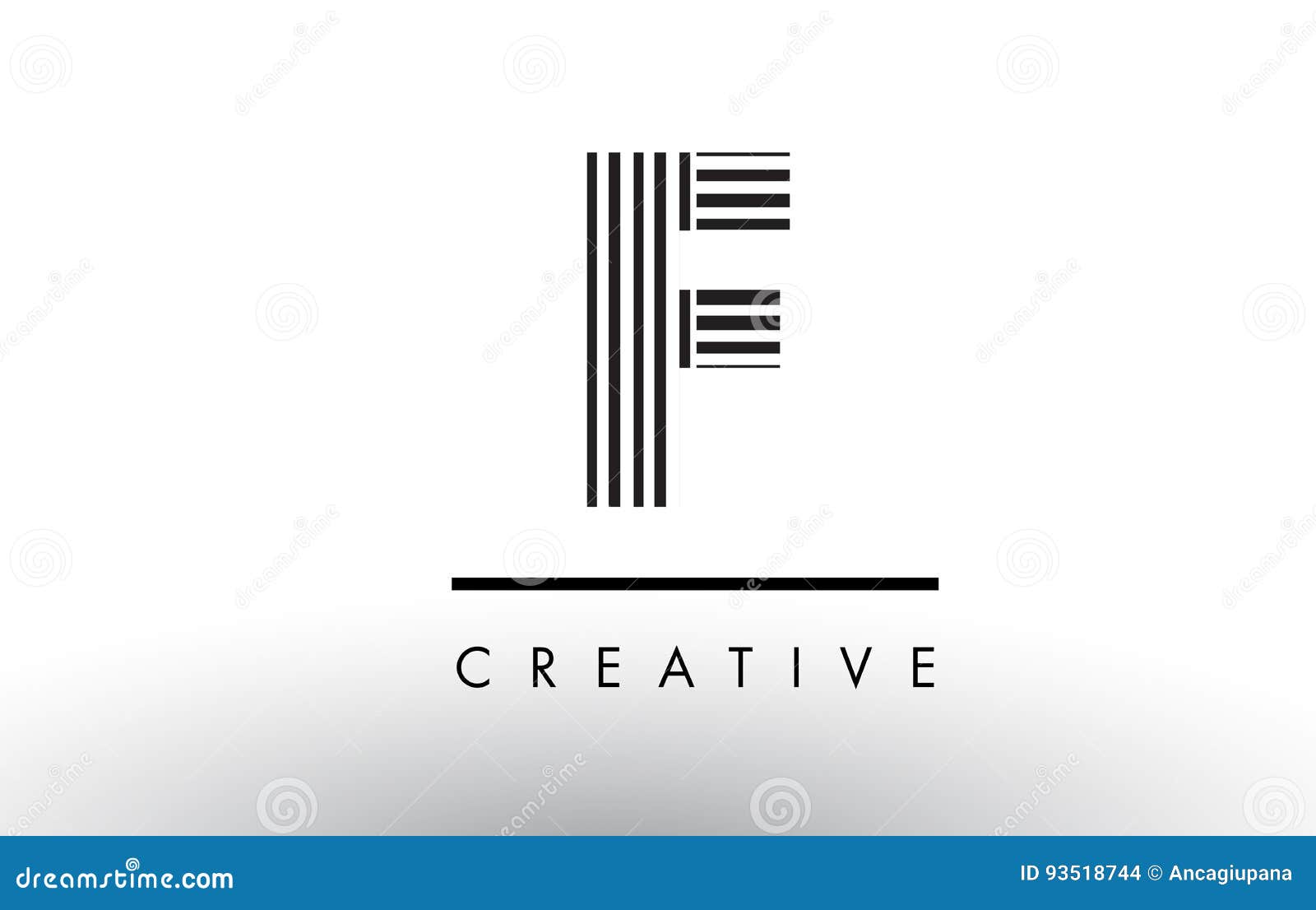 F Black and White Lines Letter Logo Design. Stock Vector - Illustration ...