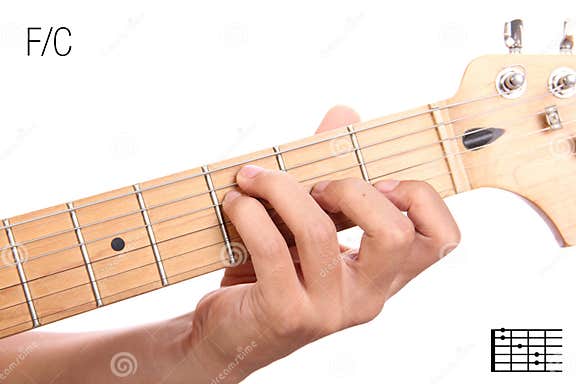F/C guitar chord tutorial stock photo. Image of instruction - 94020866