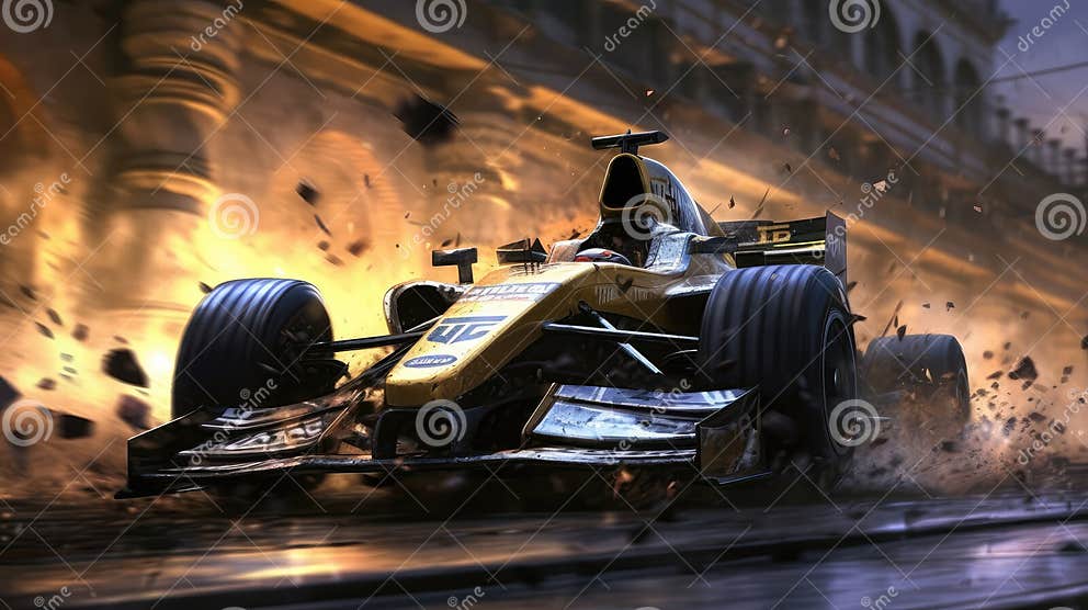 F Car Crashes in a Storm. Generative AI Stock Image - Image of skid ...