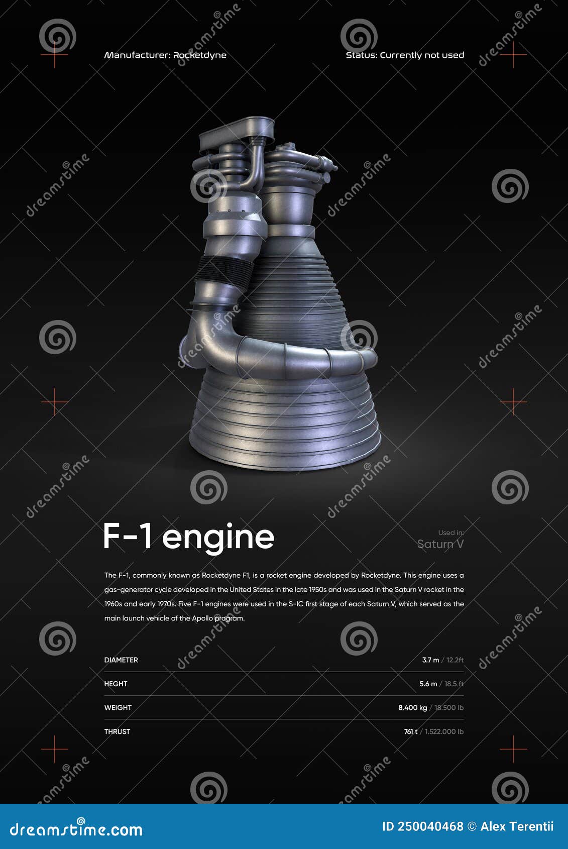 F-1 Rocket Engine 3D Illustration Poster Stock Illustration ...