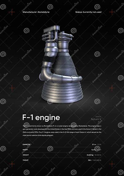 F-1 Rocket Engine 3D Illustration Poster Stock Illustration ...