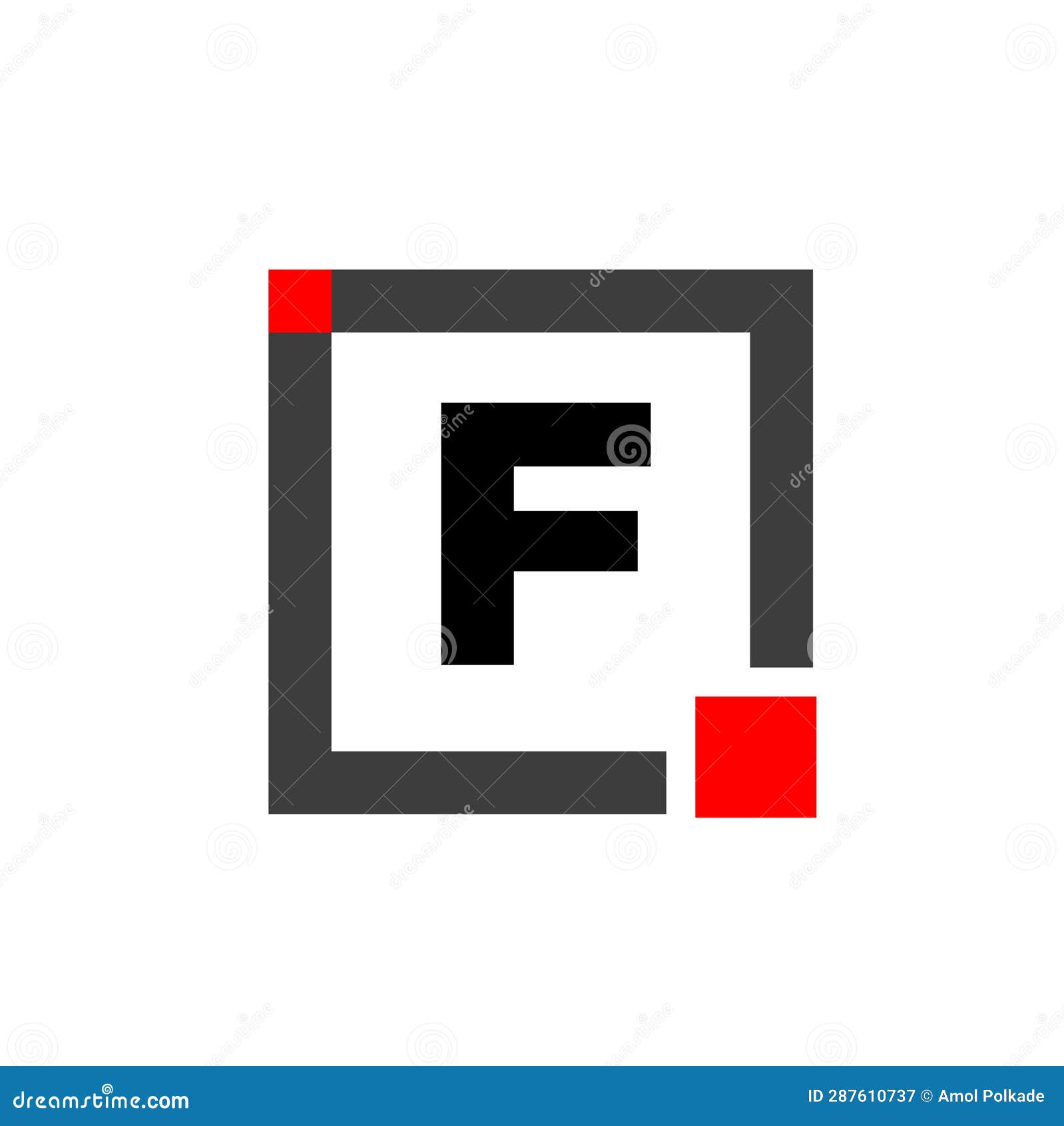 F Company Name with Square Icon. F Red Square Monogram Stock ...