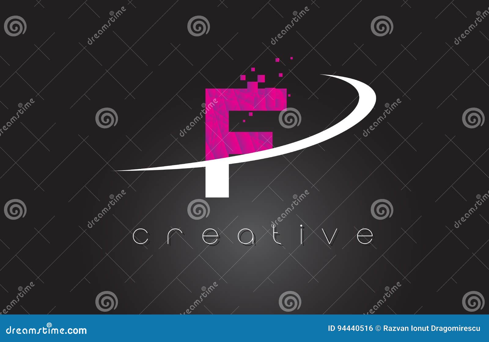 F Creative Letters Design with White Pink Colors Stock Vector ...
