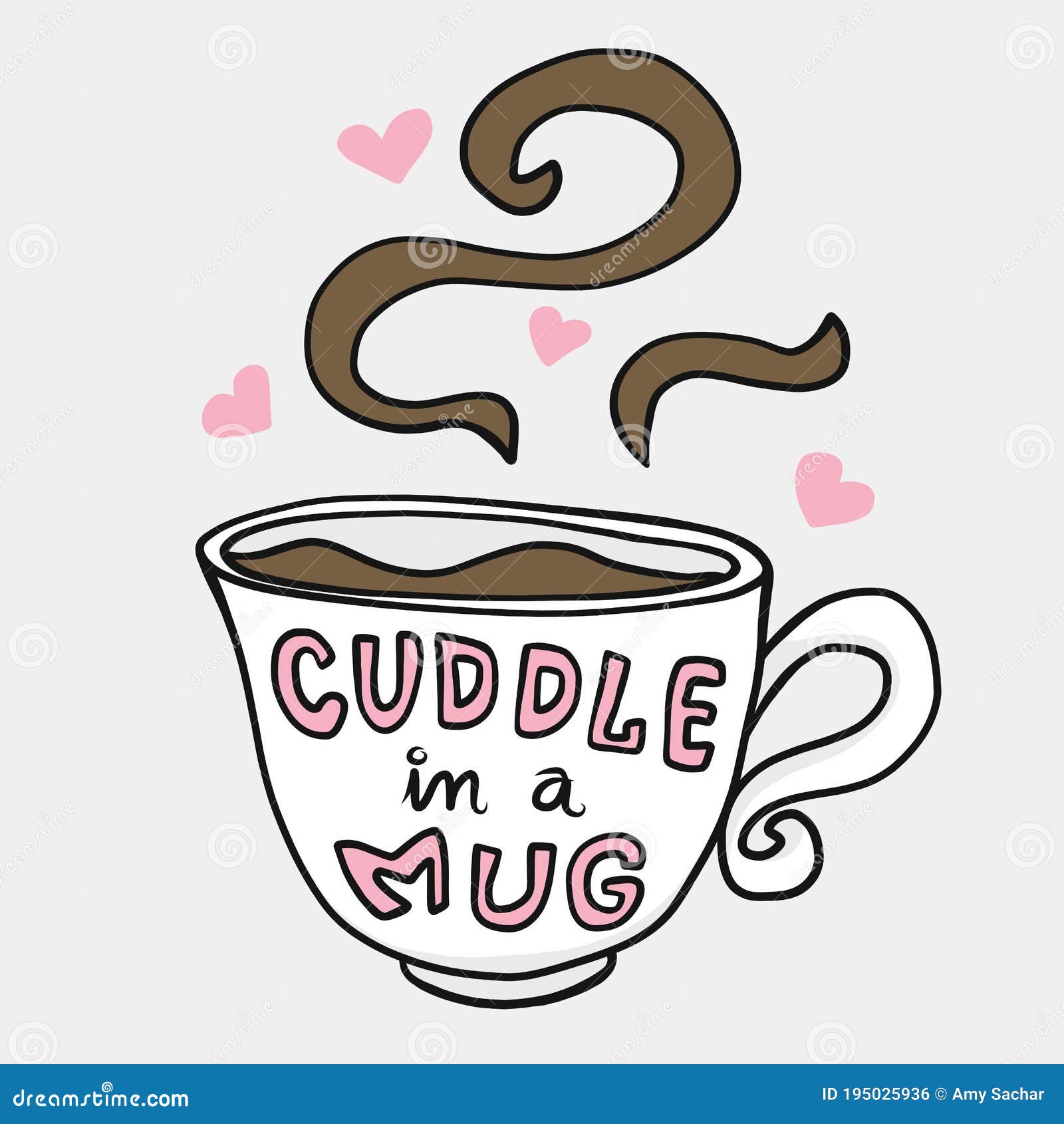Cuddle in a Mug, White Coffee Cup Cartoon Vector Illustration Stock ...