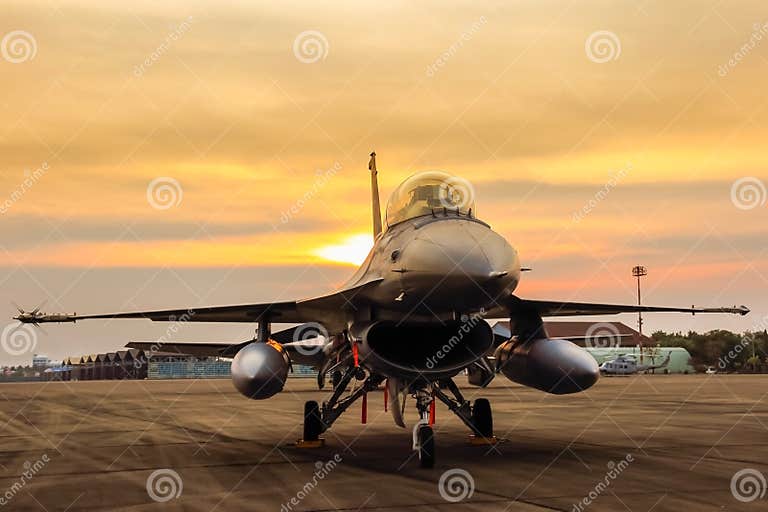 F16 Falcon Fighter Jet on Sunset Background Stock Photo - Image of ...