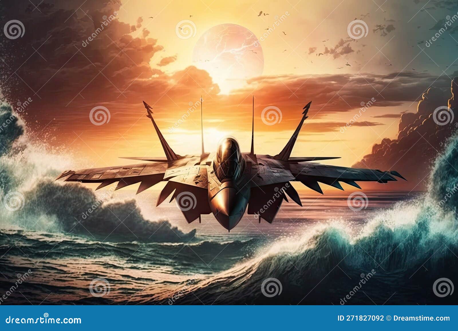 F 18 Fighter Jets Above the Ocean Stock Illustration - Illustration of ...