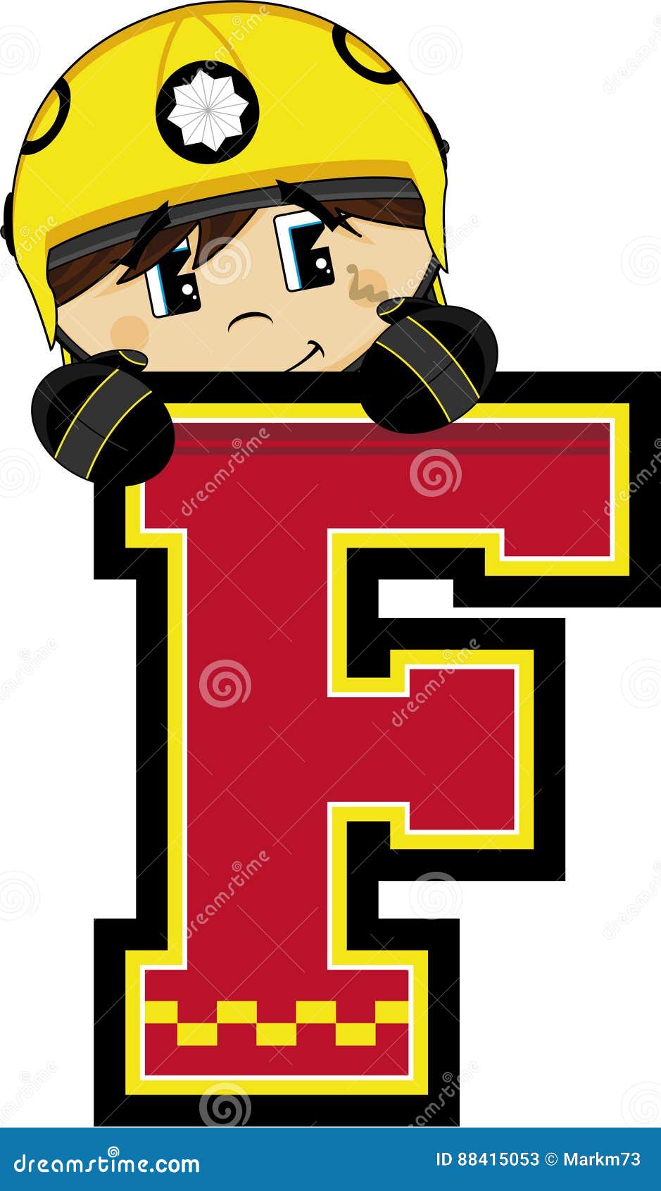F is for Fireman stock vector. Illustration of helmet - 88415053