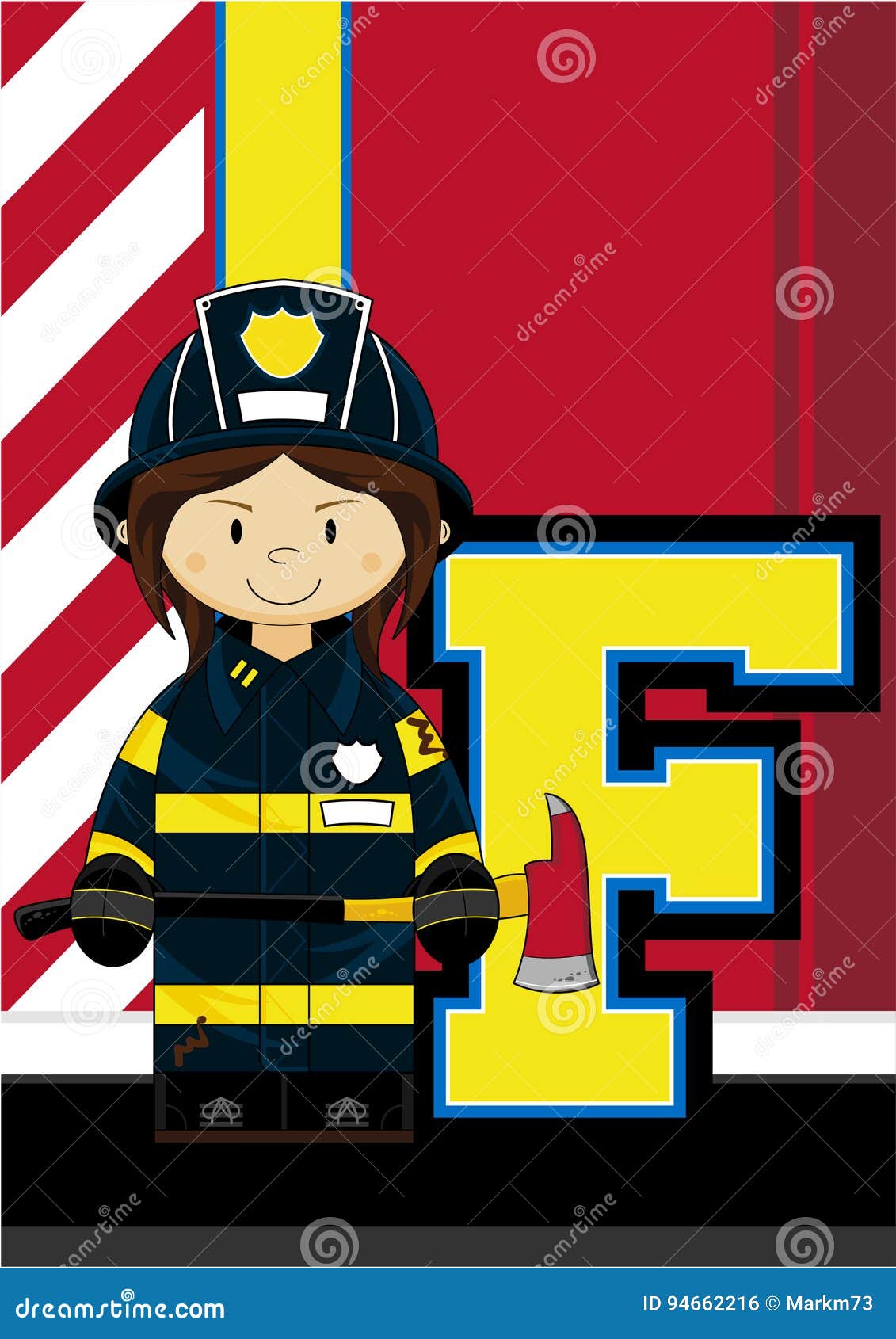 F is for Fireman stock vector. Illustration of learning - 94662216