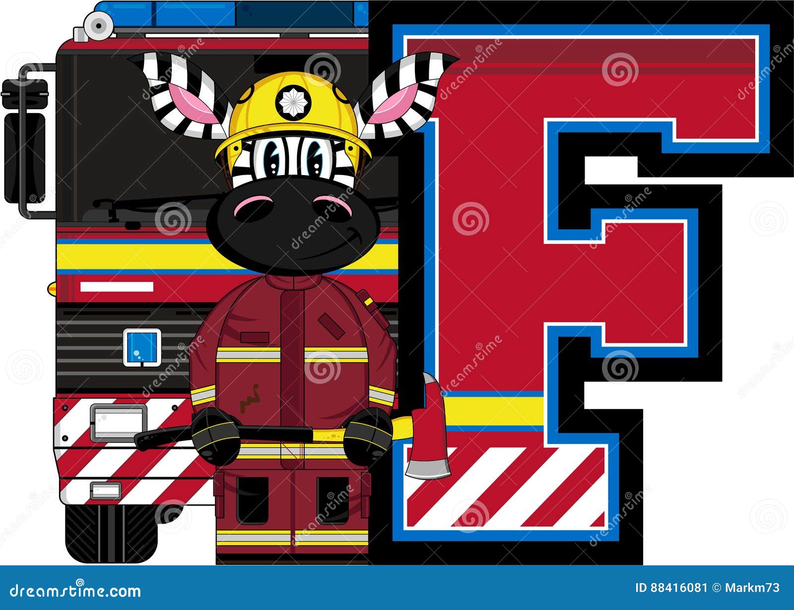 F is for Fireman stock vector. Illustration of educational - 88416081