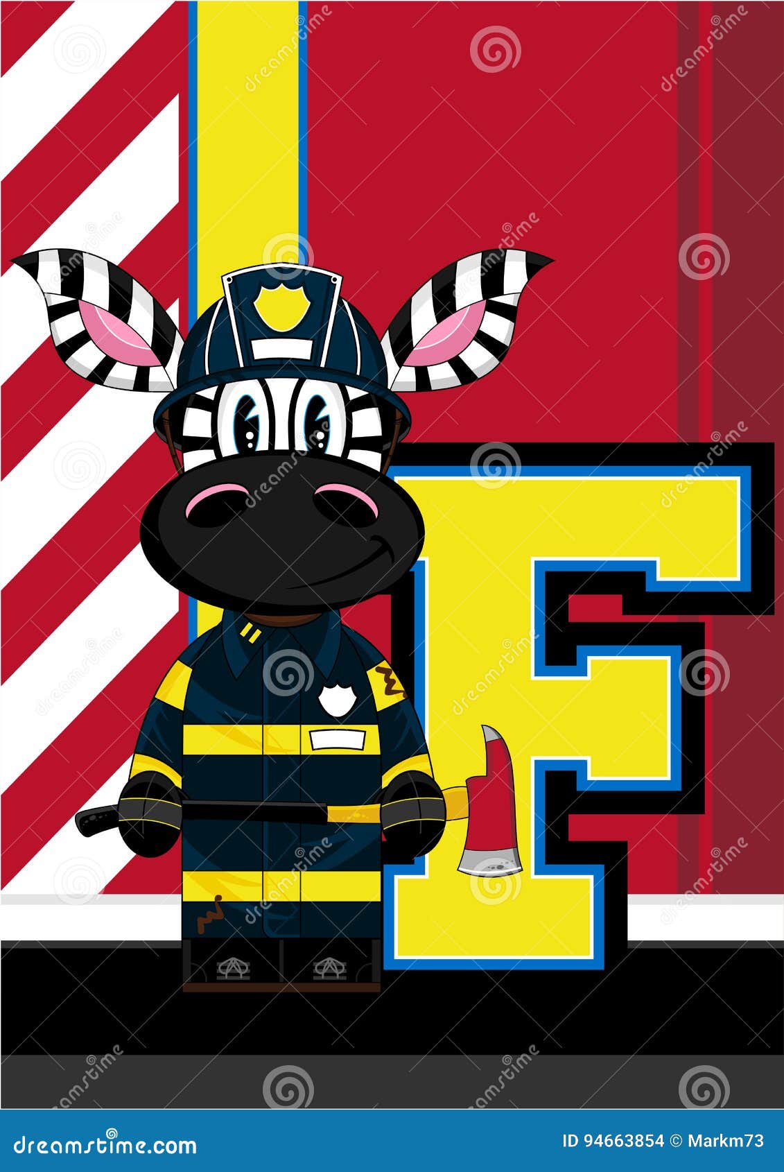 F is for Fireman - Zebra stock vector. Illustration of language - 94663854