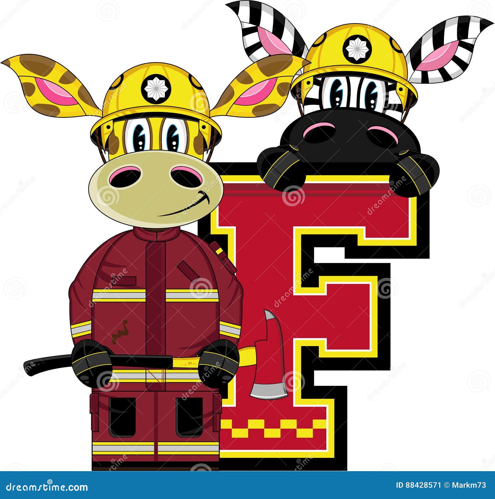 F Is For Fireman Cartoon Vector | CartoonDealer.com #88428571