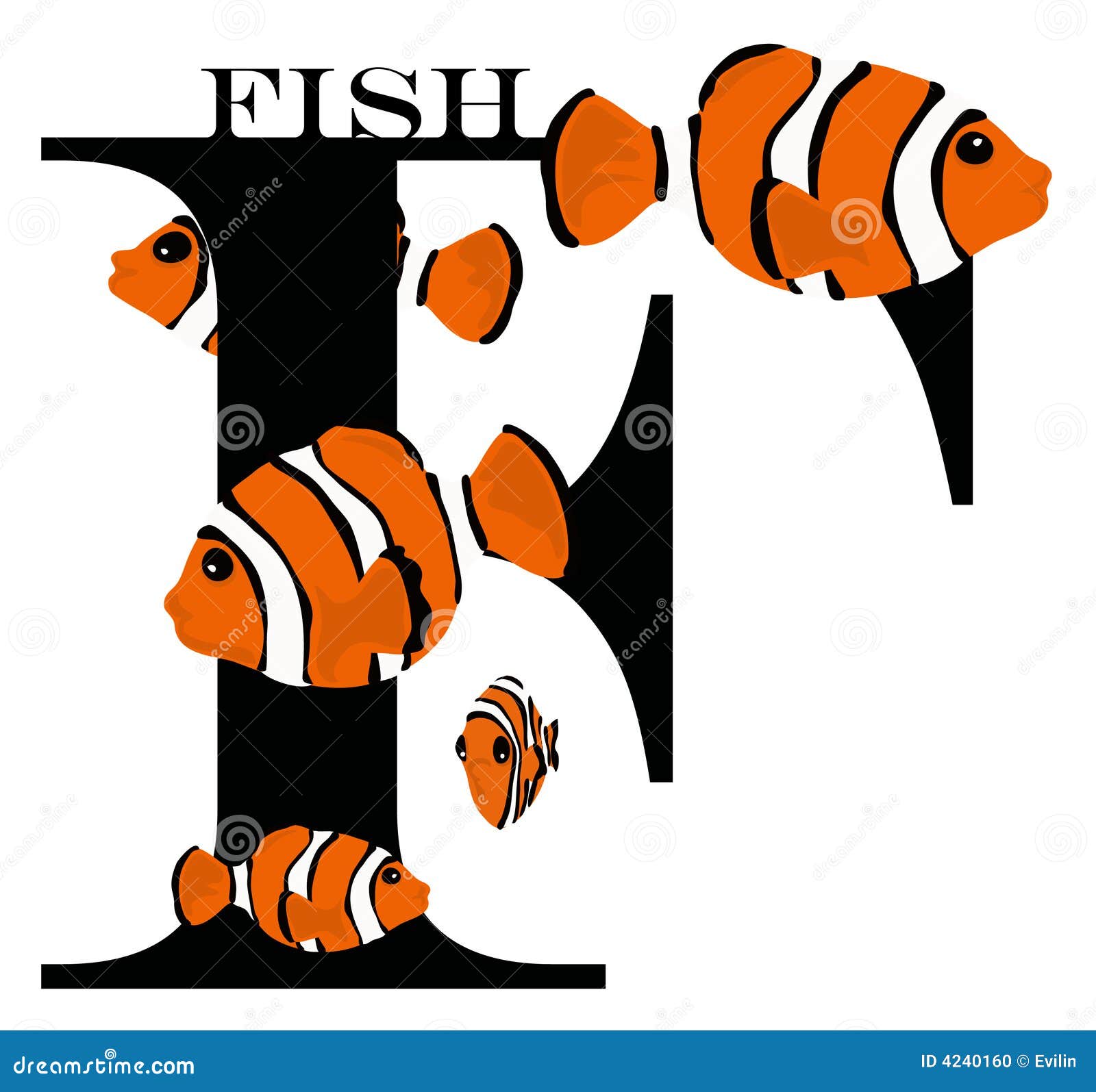 F (fish) stock vector. Illustration of number, children - 4240160
