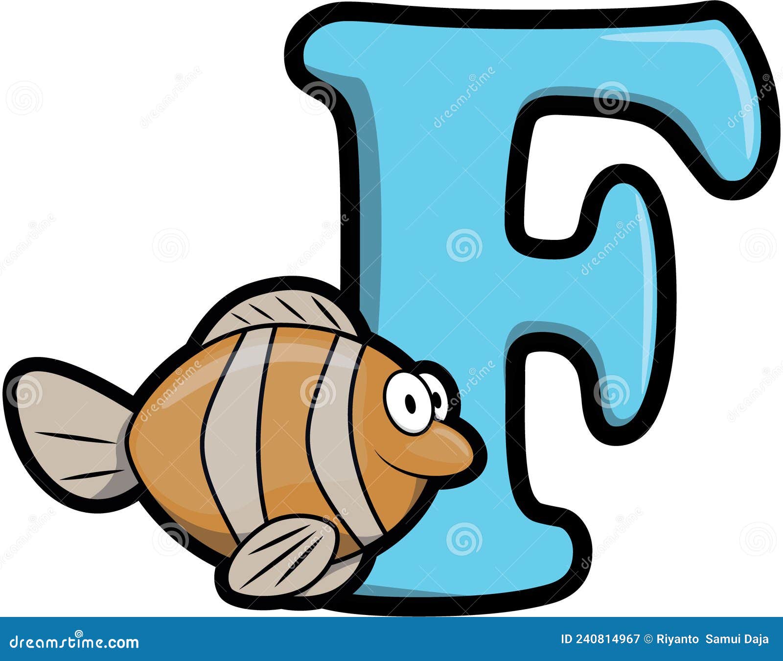 F for Fish Cartoon Color Illustration Design Stock Vector ...