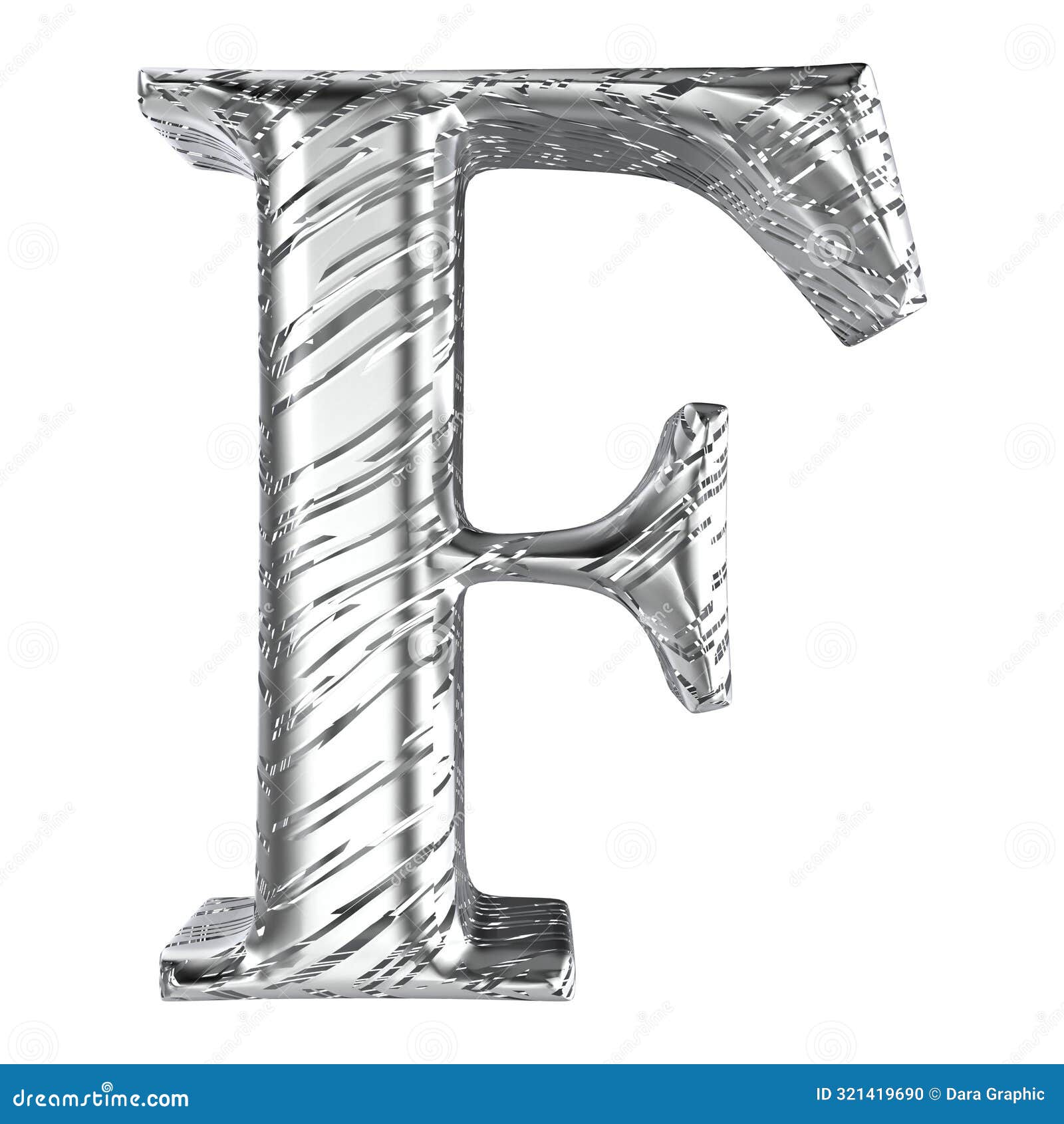 F Font Silver 3D with White Background Design Stock Photo ...