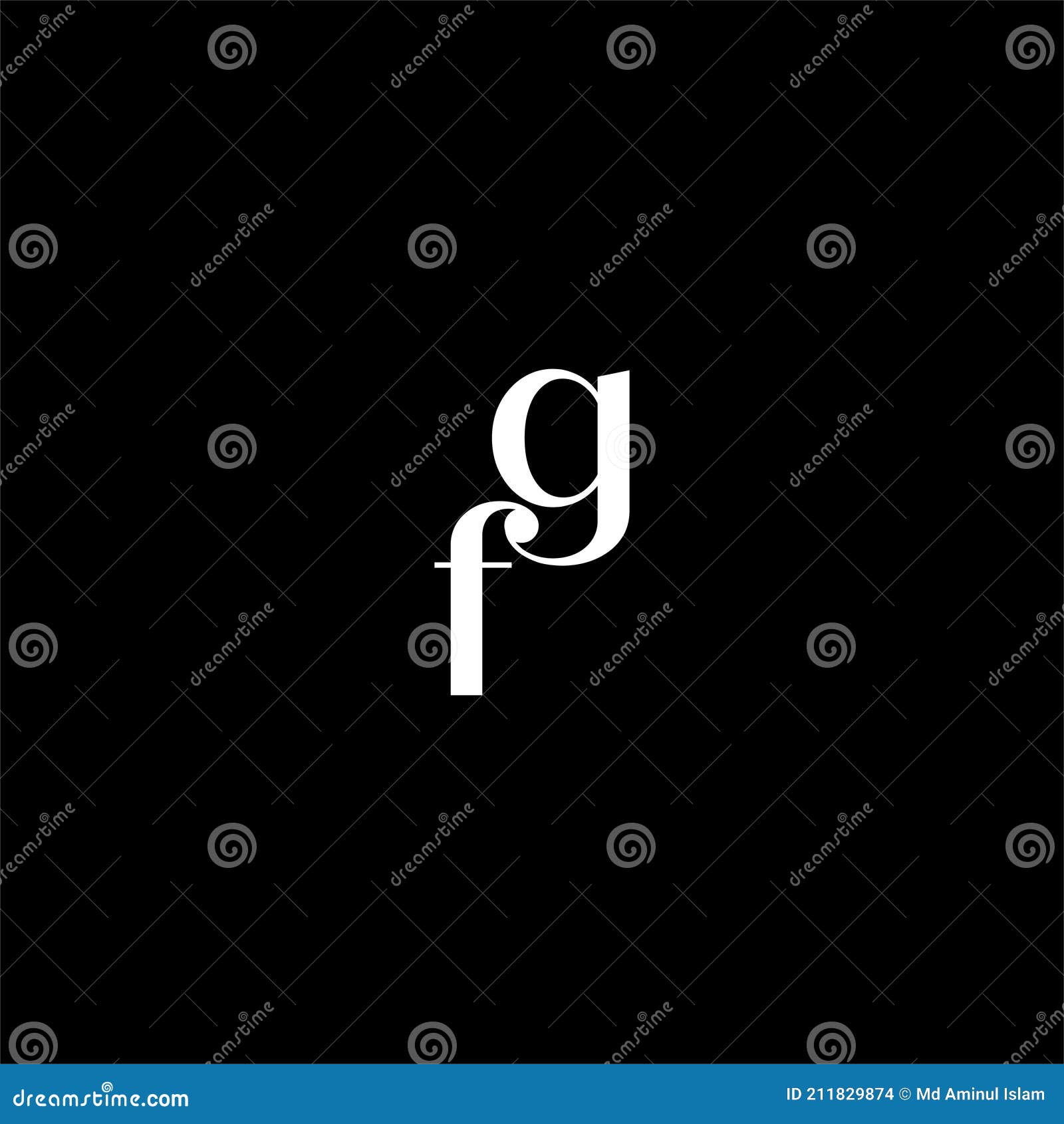 F G Letter Logo Creative Design on Black Color Background. Fg Stock ...