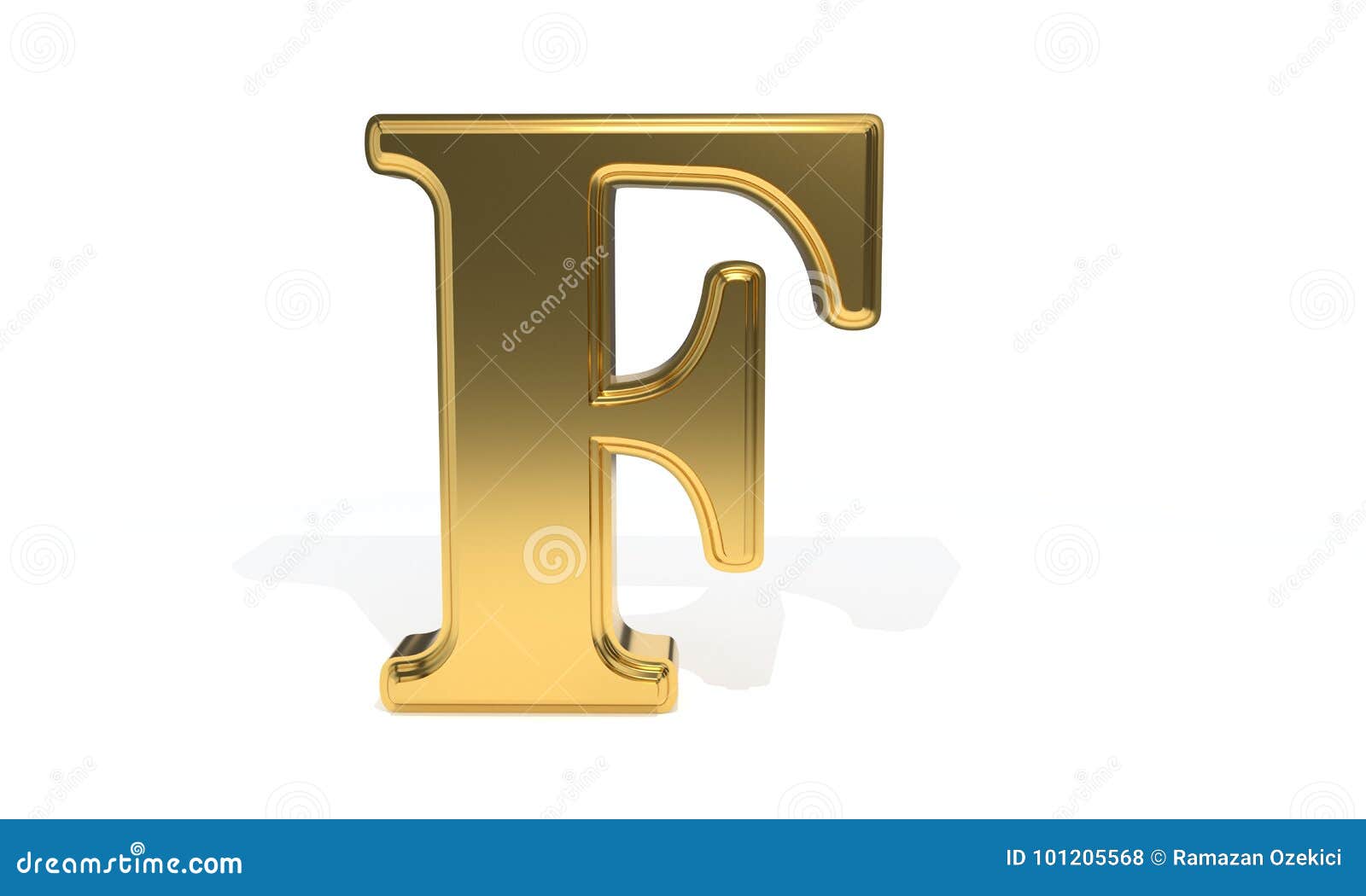 F Gold Colored Alphabet, 3d Rendering Stock Illustration - Illustration ...