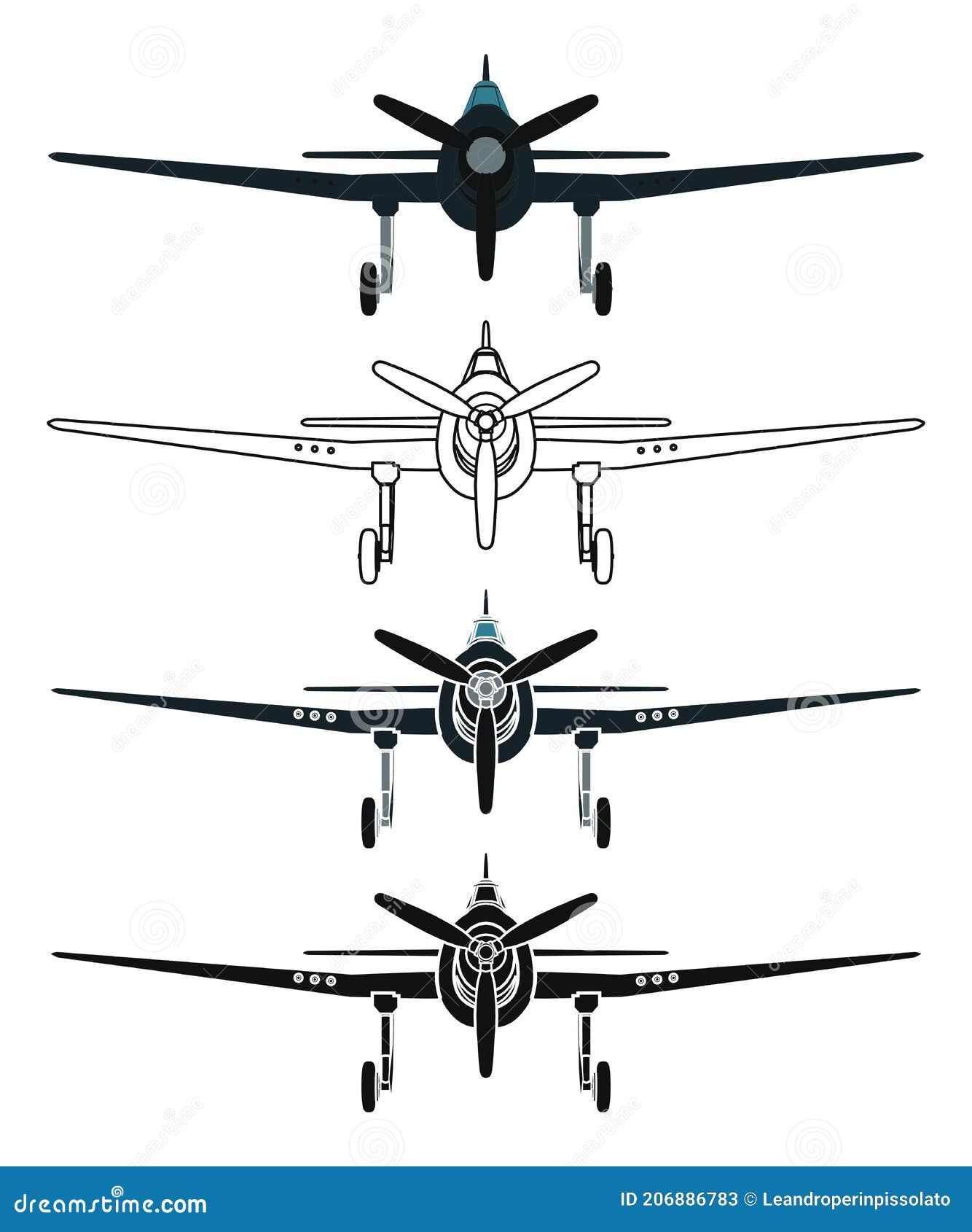 F6 Hellcat In Top View Vector Illustration | CartoonDealer.com #206886794