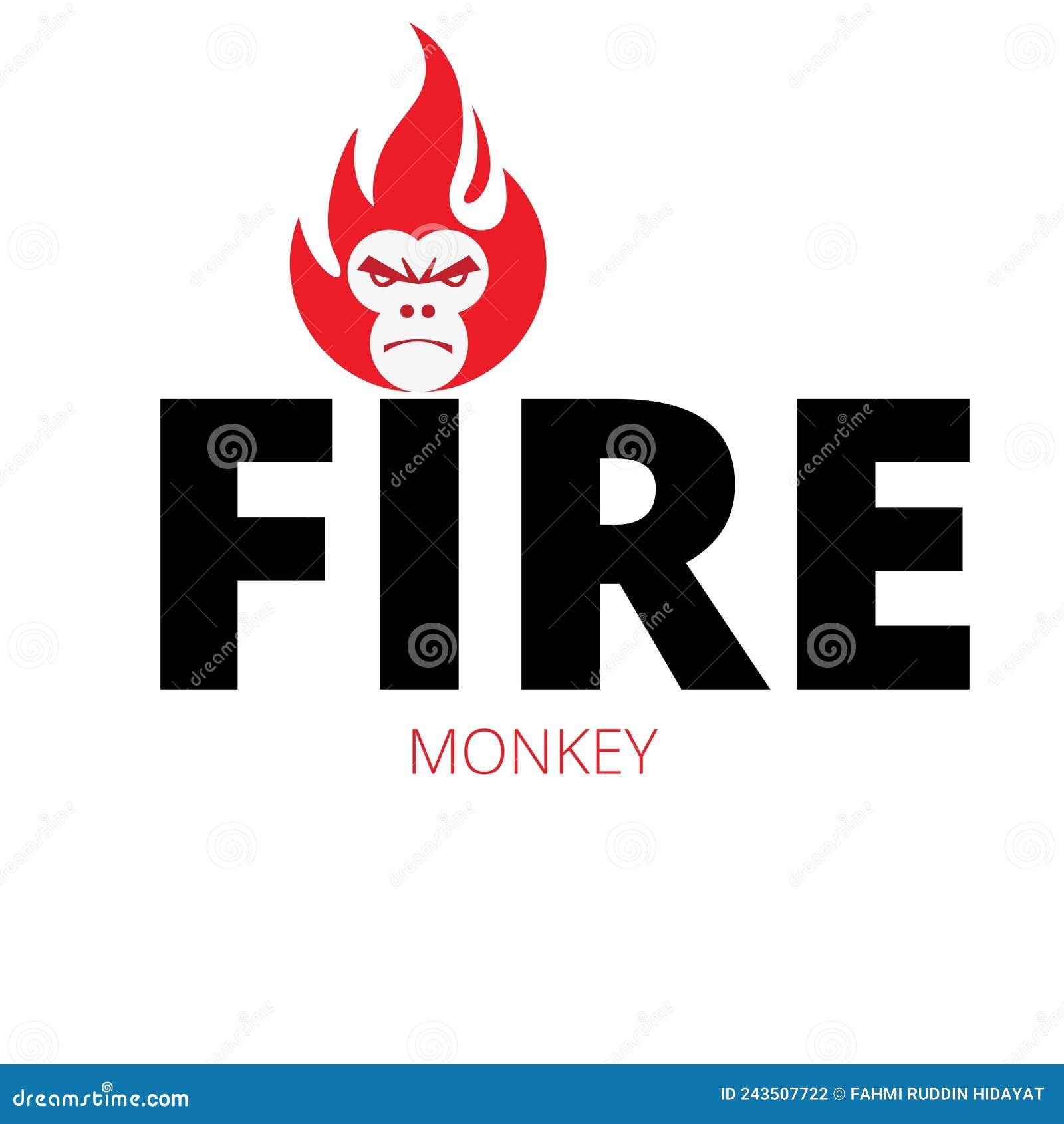 Monkey Head on Red Fire Hot Flame Mascot Logo Icon Design Vector Illustration Stock Vector ...